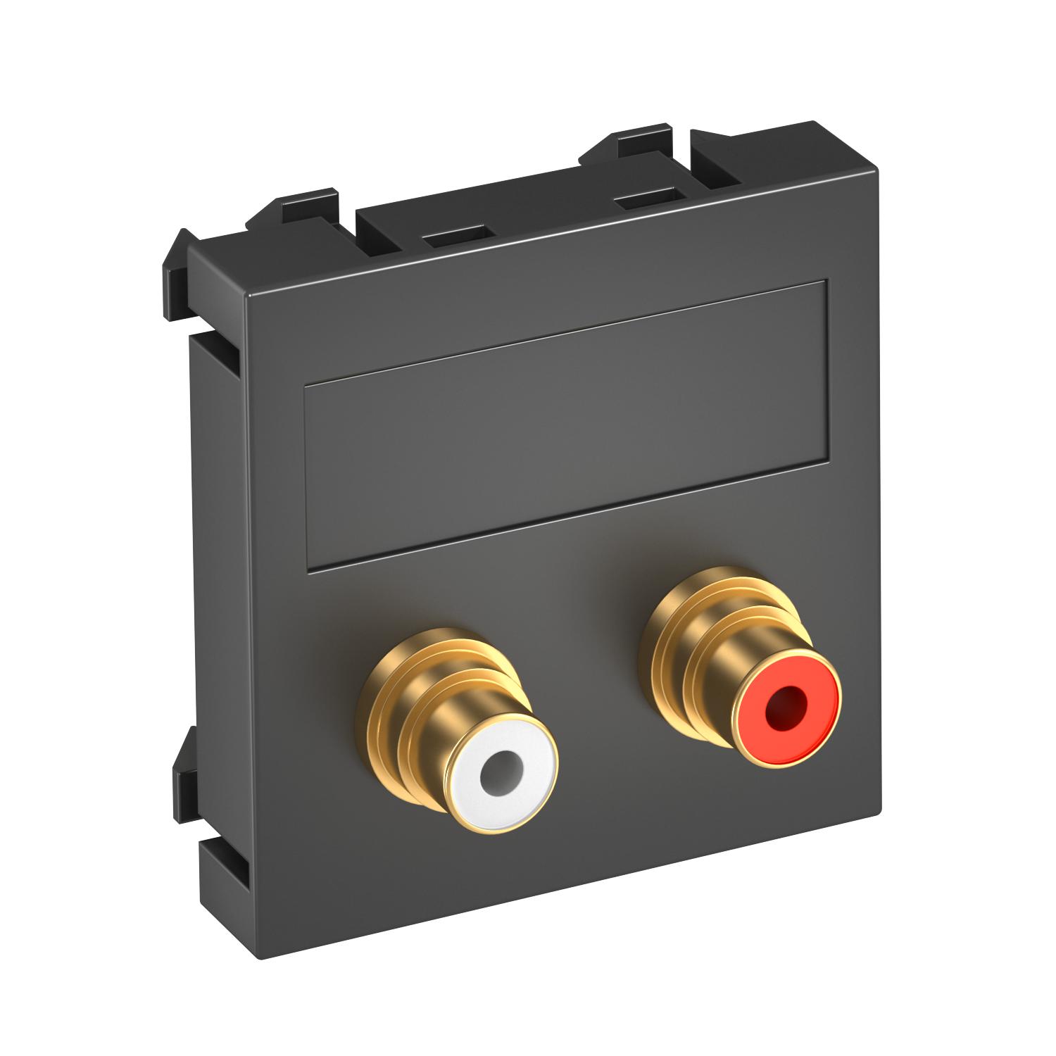 Audio Cinch Connection 1 Module Straight Outlet As Soldered Connection Black Grey Straight