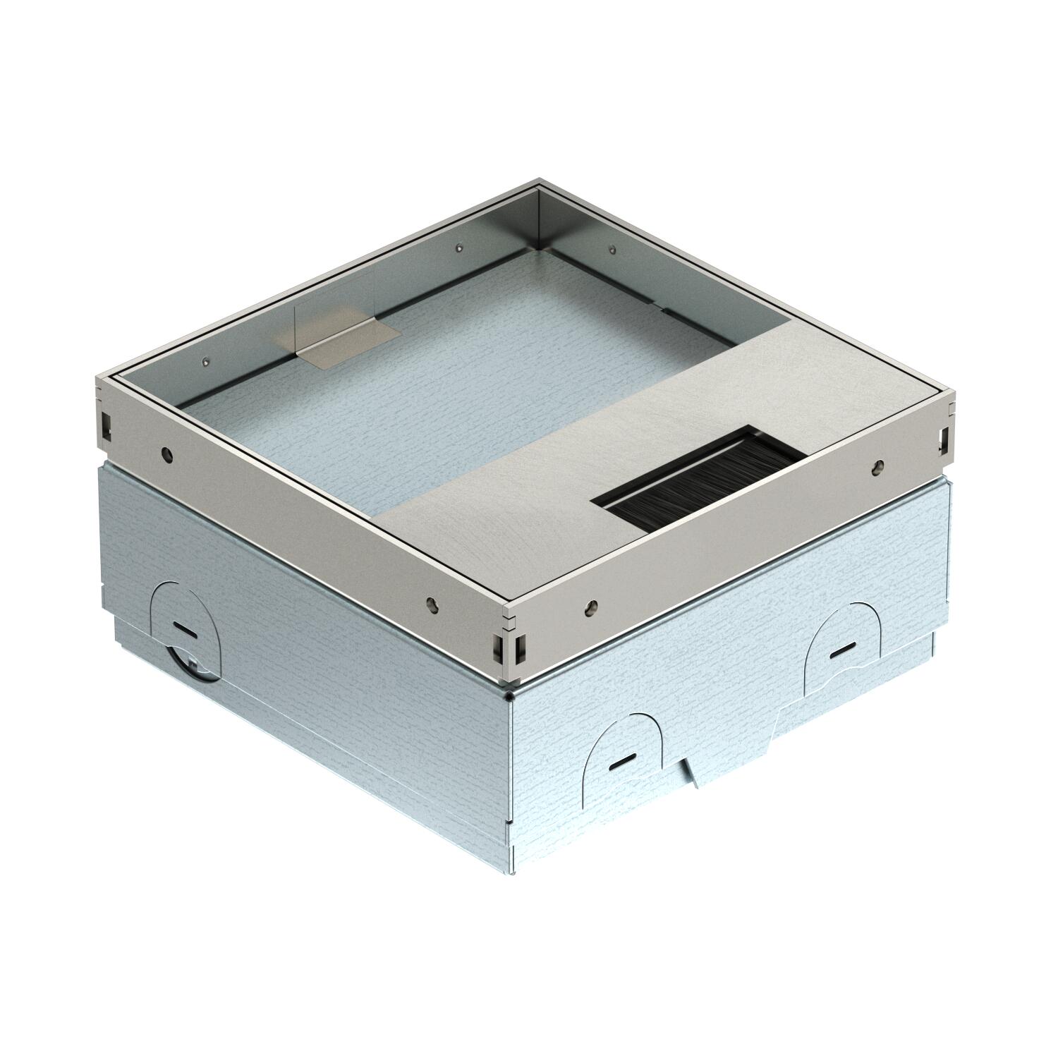 Floor socket UDHOME-ONE, with brush outlet, with floor covering recess, unequipped, stainless ...