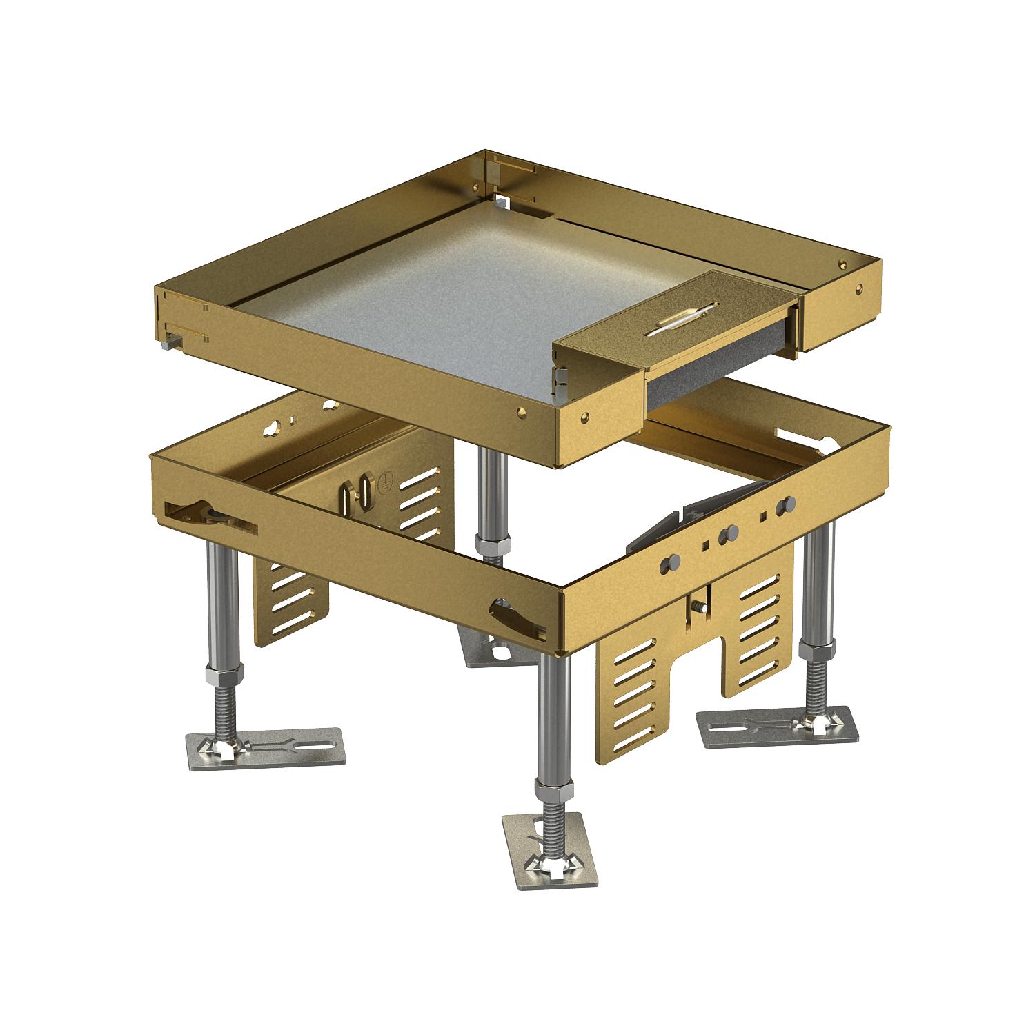 Height-adjustable cassette with cord outlet, RKSN, brass | OBO
