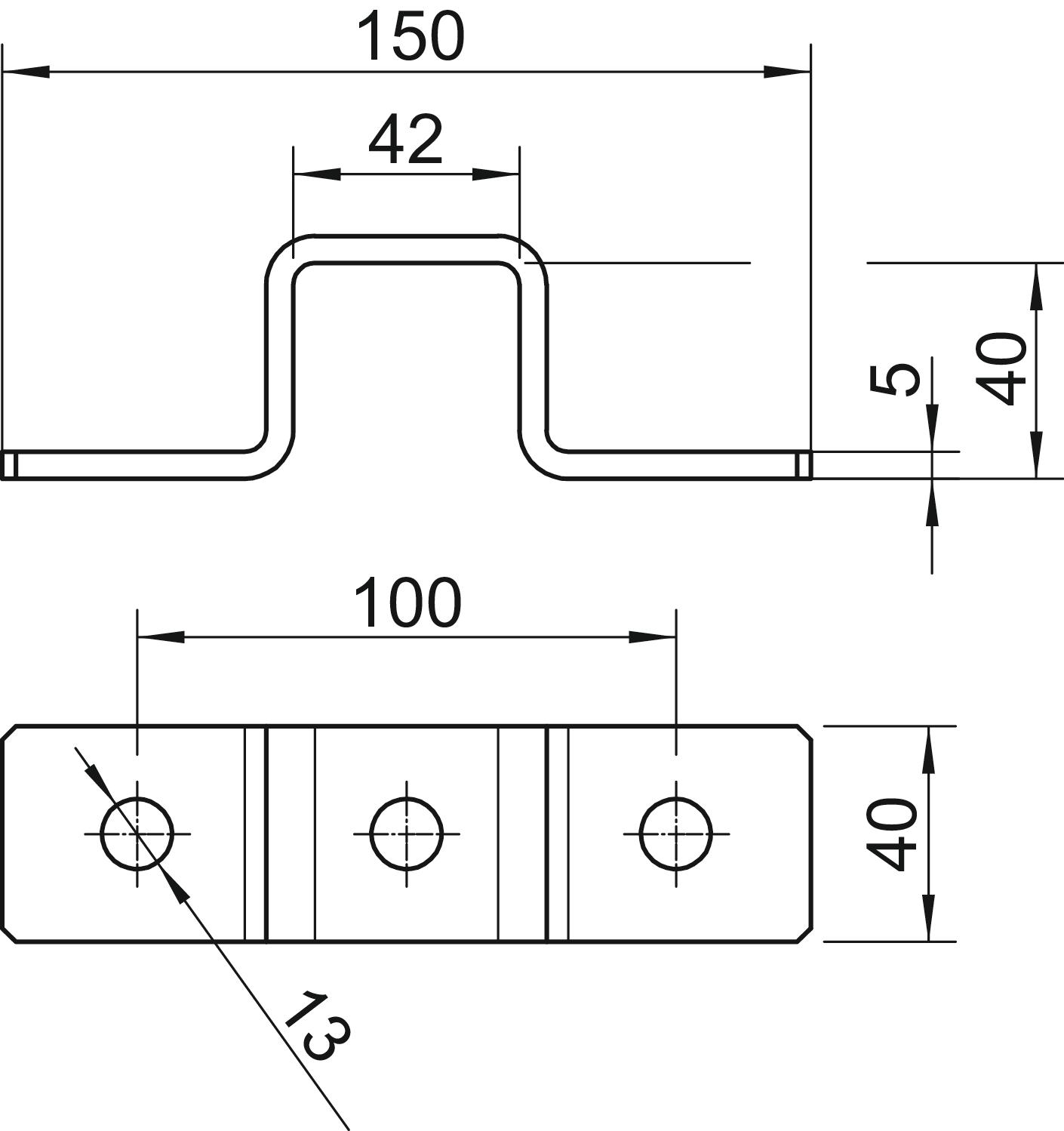 Omega clamp FT 150 | 40 | With continuous perforation 13 mm | OBO