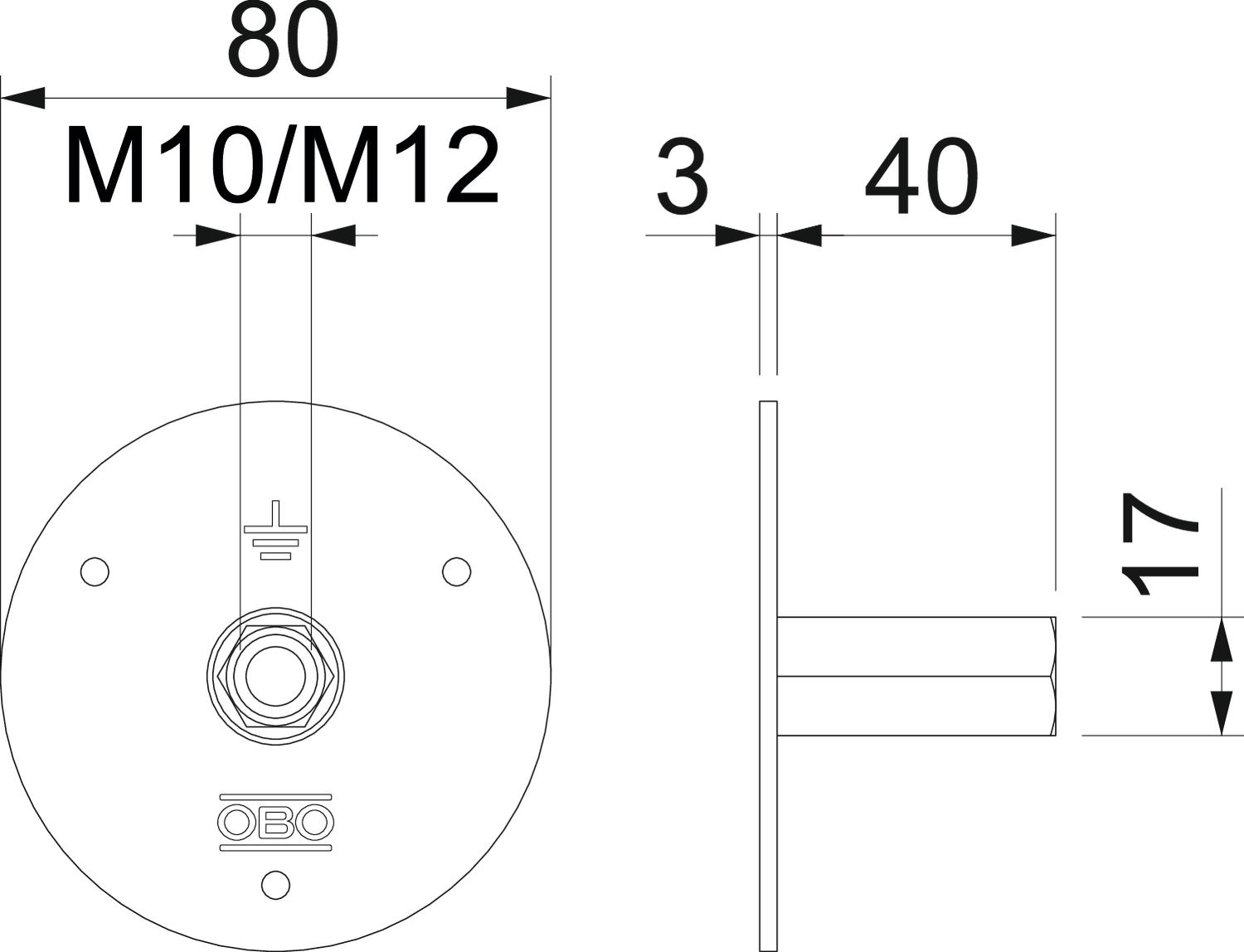 Fixed earthing terminal with double thread | OBO