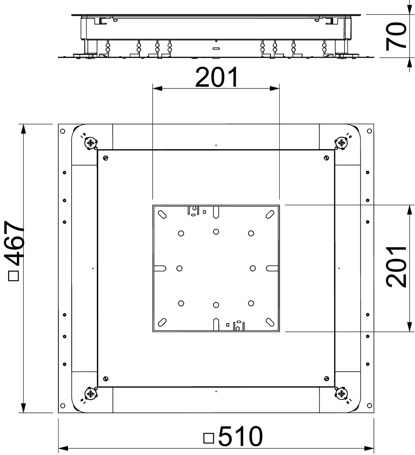 UGD350-3 GES 4 for rectangular installation units, for screed height 70−125 mm | OBO