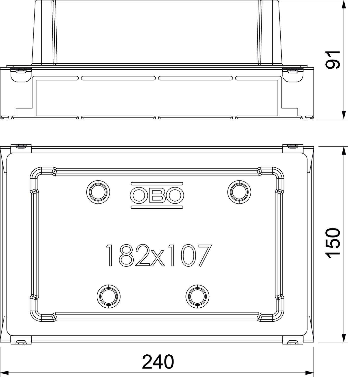 Underfloor box UGE2 for installation pipe and metal duct | OBO
